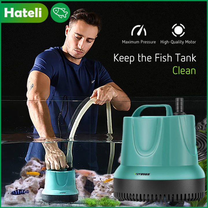HATELI 60W Submersible Pump for Fish Tank Pond Aquarium Amphibious ...