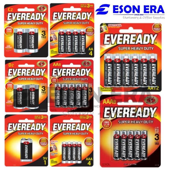Eveready Super Heavy Duty Battery AA / AAA / C / D / 9V | Lazada