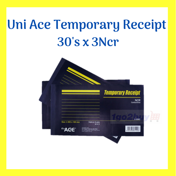 Uni Ace Temporary Receipt Book 30's x 3Ncr ( U-8045 ) | Lazada