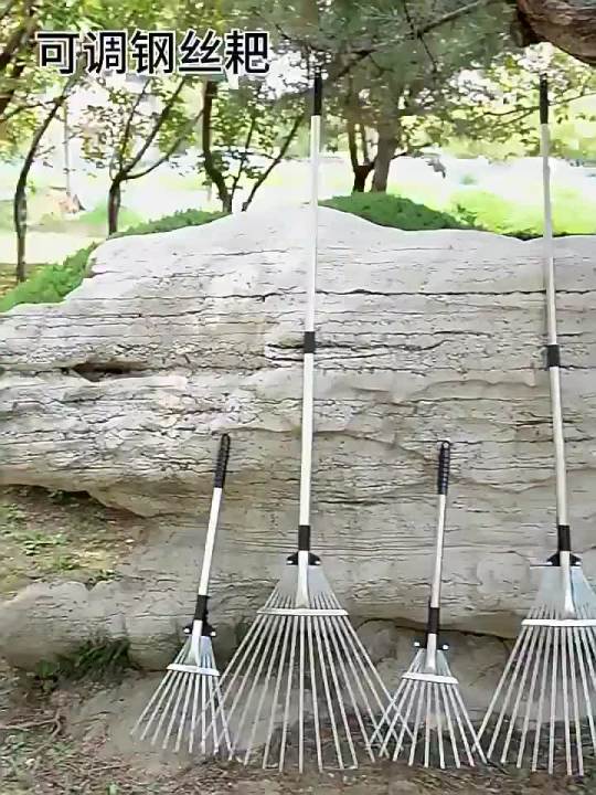 Grass Rake Adjustable Width Steel Wire Stainless Steel Iron Rake ...