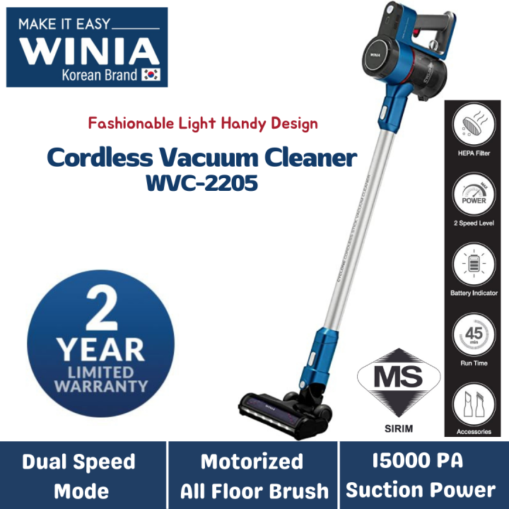 WINIA CORDLESS STICK VACUUM CLEANER WVC-2205 - BLUE | Lazada