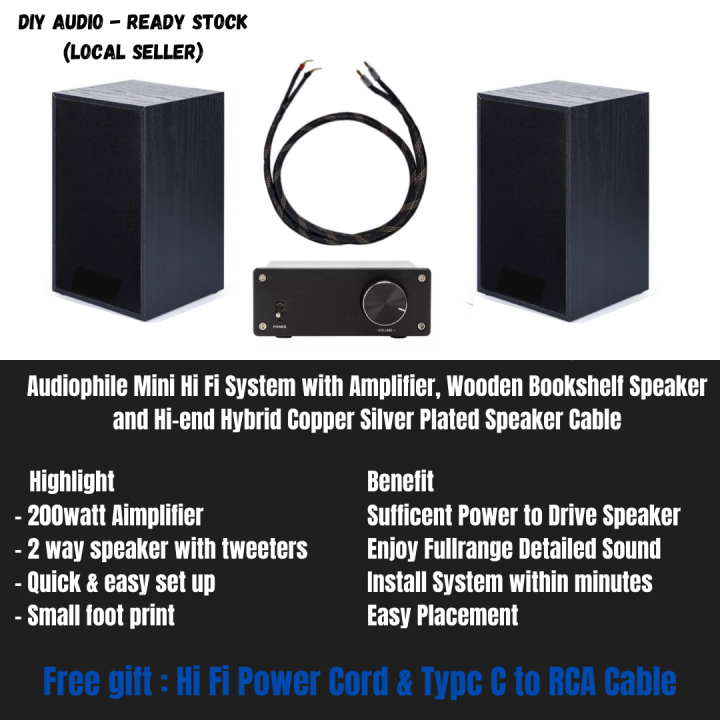 Audiophile Mini Hi Fi System with Amplifier, Bookshelf Speaker and ...
