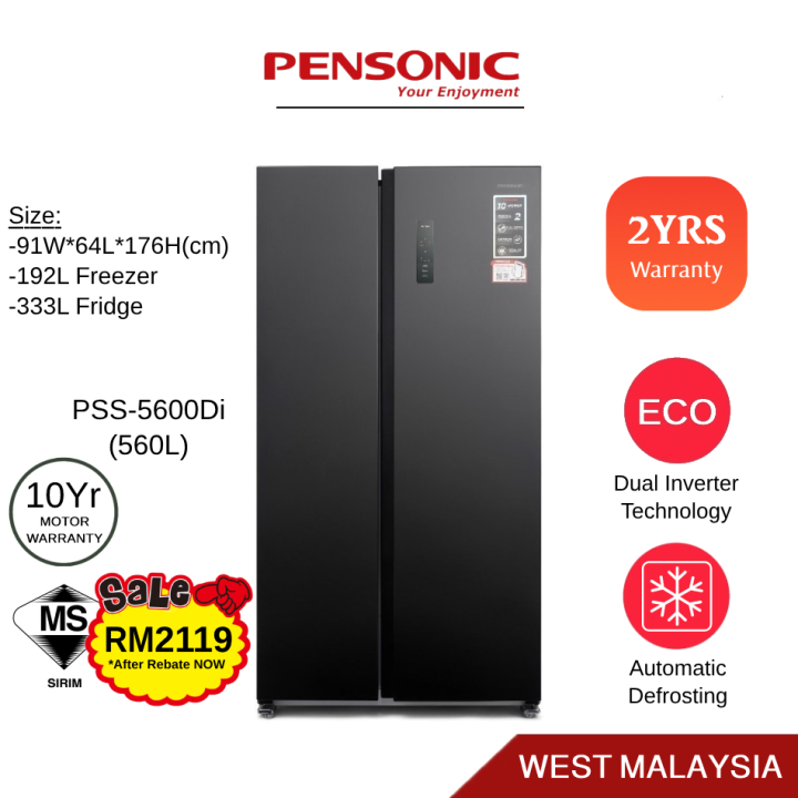 Pensonic 560L Dual Inverter Large Side by Side Refrigerator | PSS-5600Di Fridge Peti Ais Sejuk ...