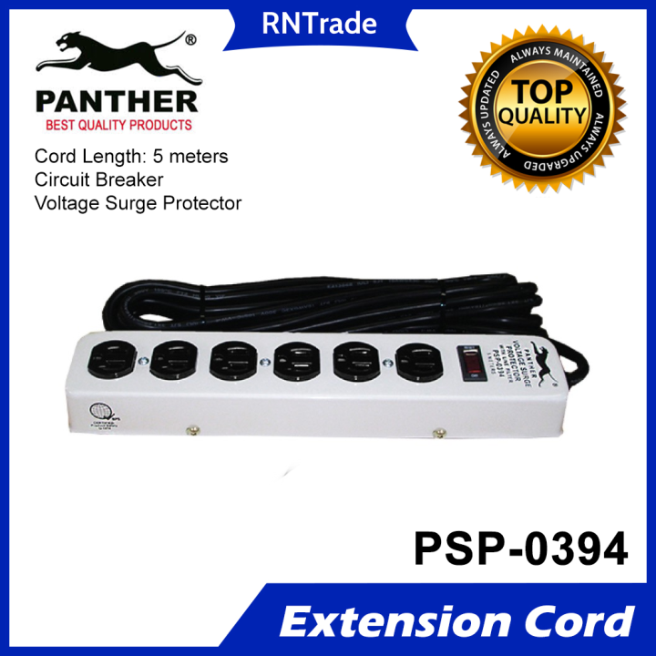 Panther PSP 0394 Extension Cord w/ Voltage Surge Protector 1 Sw ...