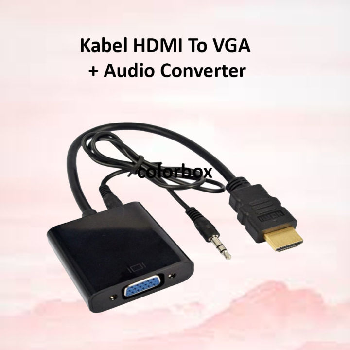 Kabel HDMI To VGA + Audio Converter Hdmi Cable Kabel HDMI ke VGA Adapter - Hitamm / Putih ...