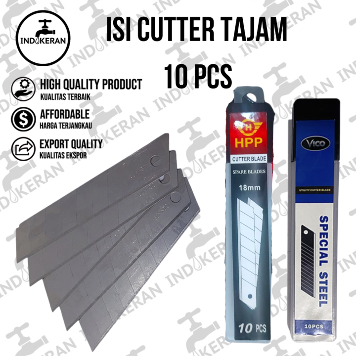 Isi Cutter 18MM isi 10 Pcs High Quality | Pisau cutter | COD | Lazada ...