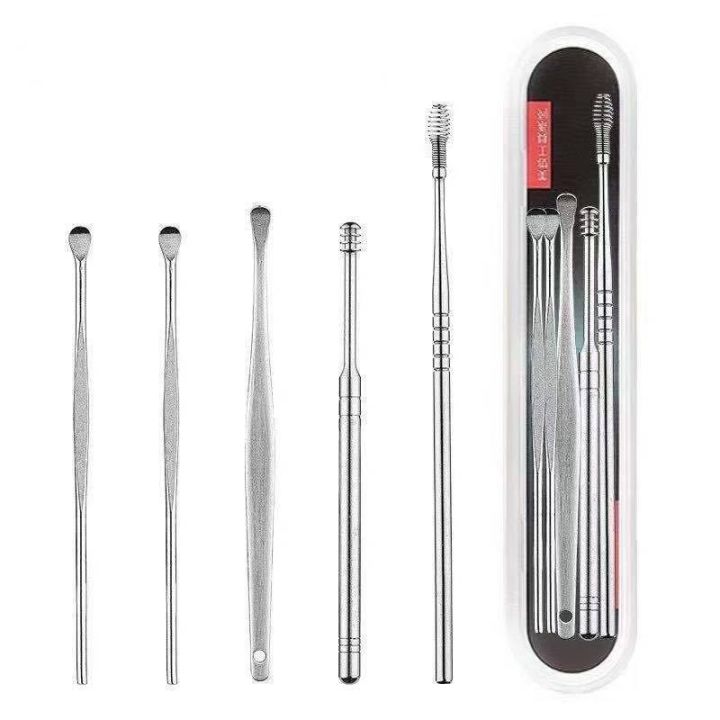 S9 5Pcs Portable Ear Cleaner Set Earpick Ear Wax Remover Ear Curette ...