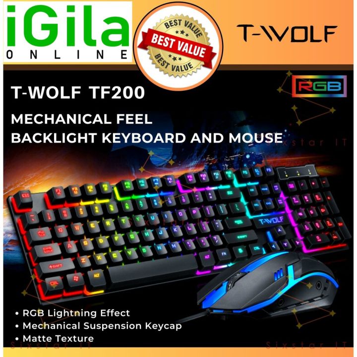 T-WOLF GAMING KEYBOARD TF200 TF230 G21 G21B GTX300 RGB LED Mechanical ...