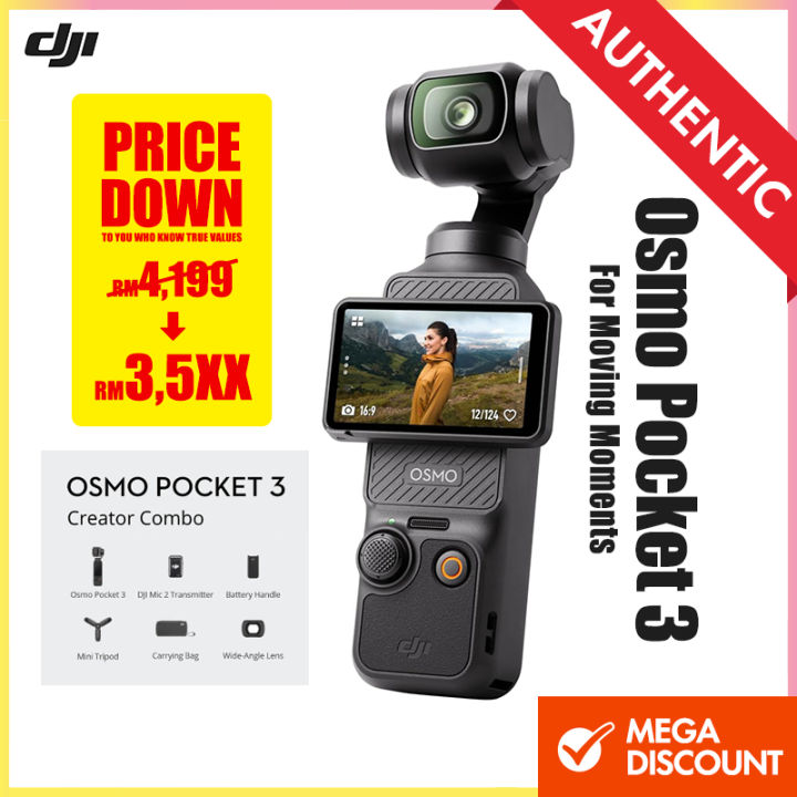 DJI Osmo Pocket 3 vlog camera creator combo CMOS 4K 120fps gimbal action camera with mic ...