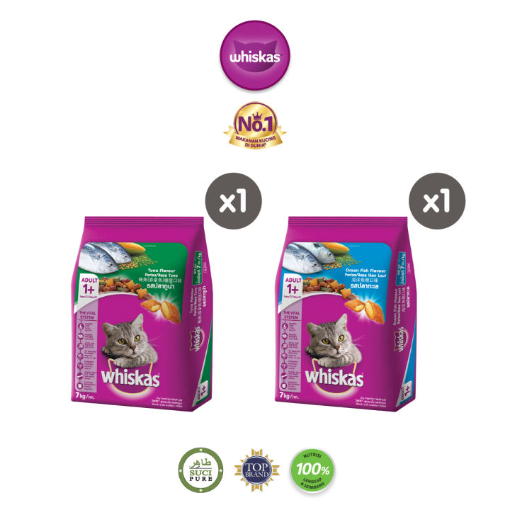 WHISKAS Dry Cat Food Sack – Makanan Kucing untuk Kucing Dewasa Usia 1 ...