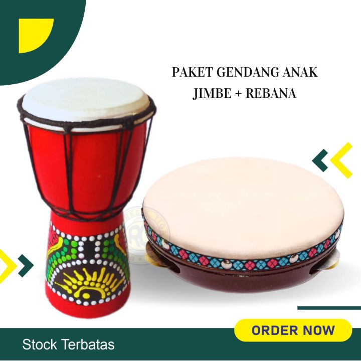 Gendang mainan anak jimbe ukuran 30 cm rege edukasi anak alat musik ...