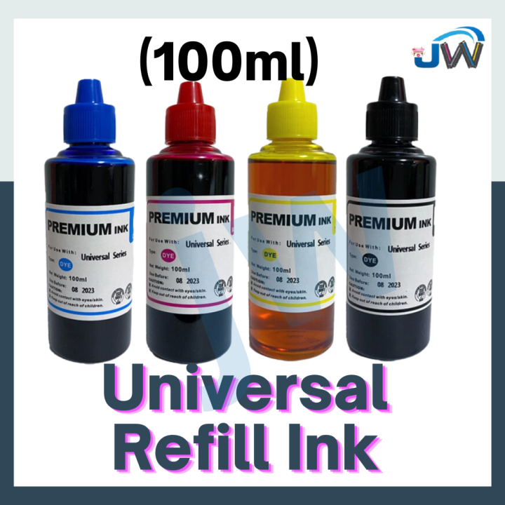 Universal Refill Ink 100ml Compatible for Black Yellow Cyan Magenta ...