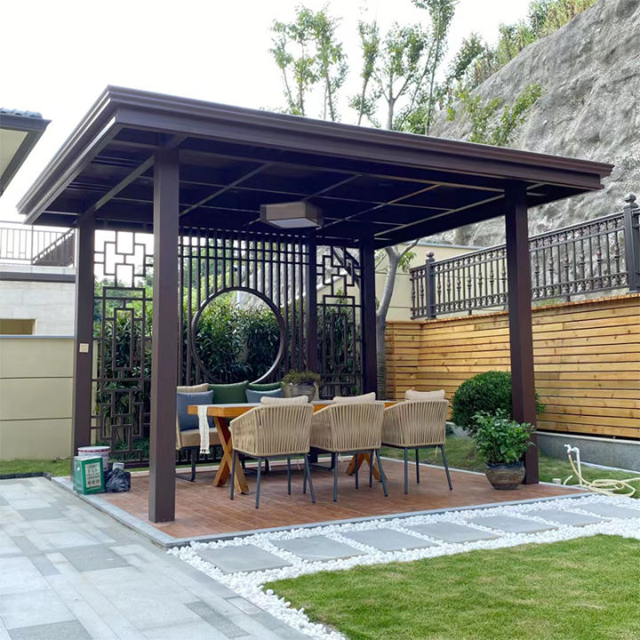Aluminum alloy gazebo modern new Chinese outdoor courtyard four-corner ...