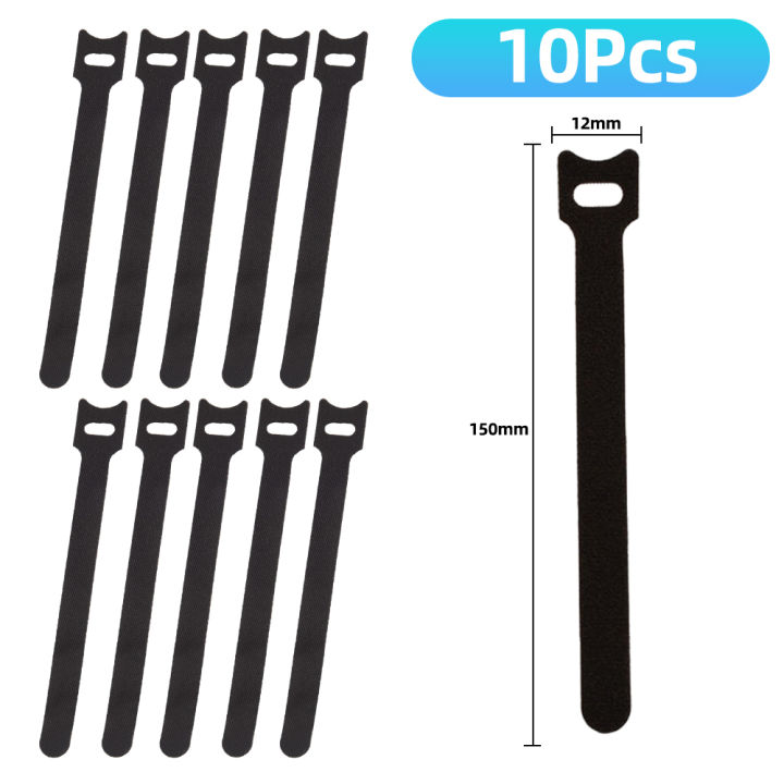 FONKEN 10pcs/40pcs Releasable Cable Ties Plastics Nylon Hook Loop Wrap ...