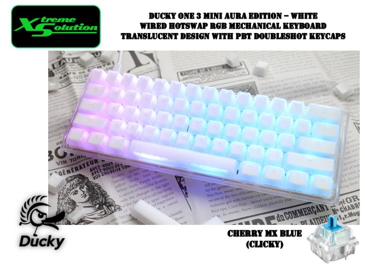 Ducky One 3 Mini Aura Edition - White - Wired Hotswap RGB Mechanical ...