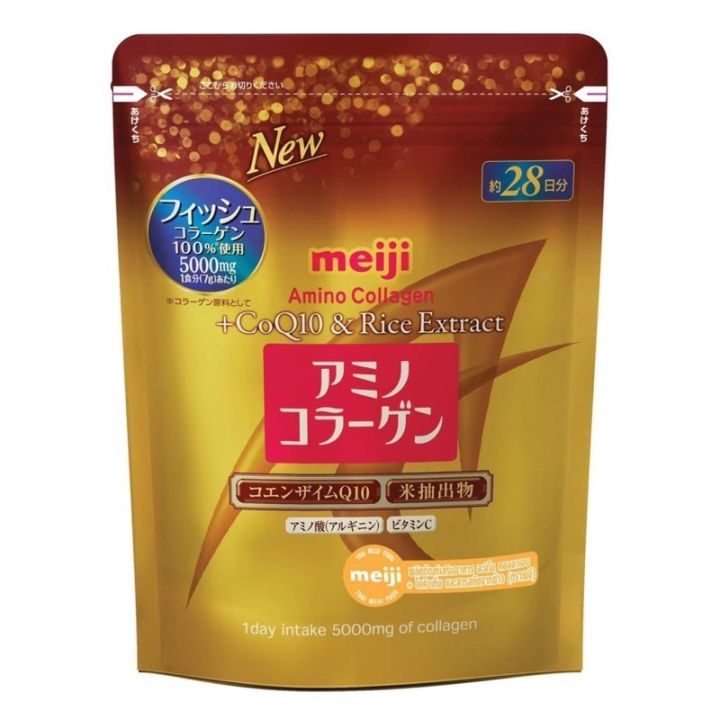 Meiji Amino Collagen Premium CoQ10 & Rice Germ Extract เมจิ อะมิโน คอลลาเจน พรีเมี่ยม แบบรีฟิล ...