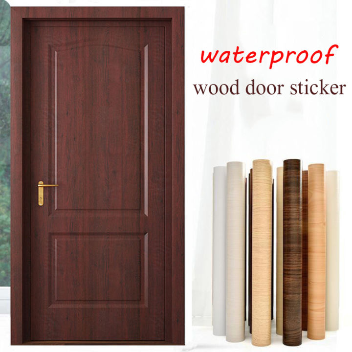 90x210cm Waterproof Wood Grain Door Sticker Whole Wooden Door Self ...