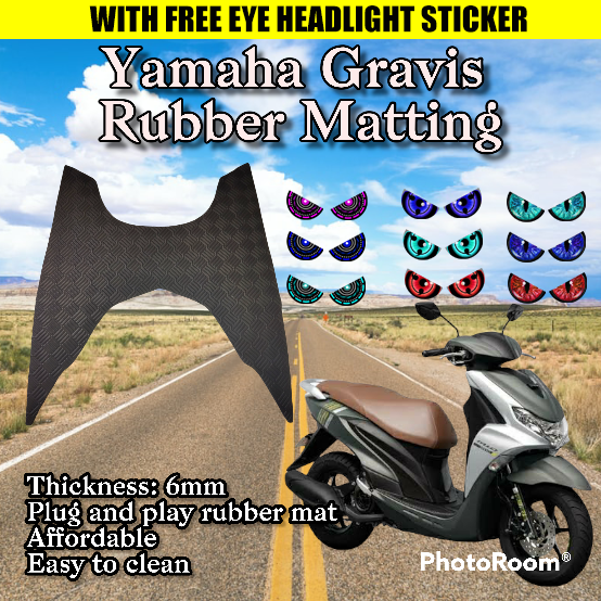 YAMAHA MIO GRAVIS RUBBER MATT WITH FREE EYE HEADLIGHT STICKER / GRAVIS ...