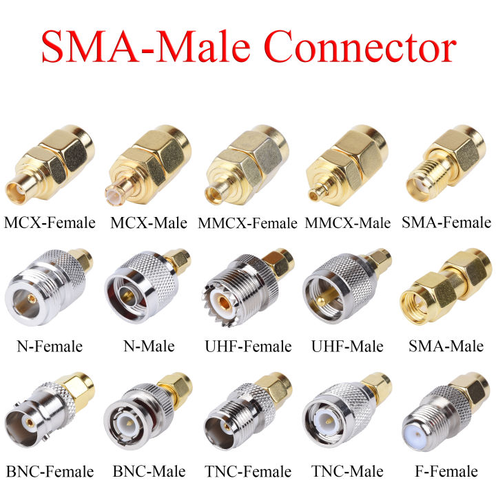 1ชิ้น RF คู่เชื่อมต่อ SMA ชายกับ BNC TNC MCX MMCX UHF N F ปลั๊กตัวผู้/หญิงแจ็คอะแดปเตอร์ใช้ ...