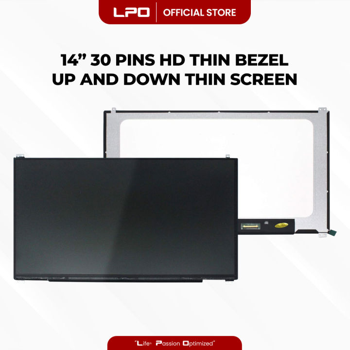 LPO Laptop LCD Screen 14.0 inches 30 Pins HD 1366 x 768 Thin Bezel Thin ...