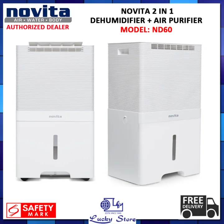 NOVITA ND60 2 IN 1 AIR PURIFIER + DEHUMIDIFIER, EXTRACTION RATE 60L/DAY ...
