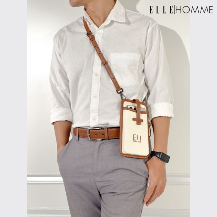 ELLE HOMME กระเป๋าใส่โทรศัพท์ผ้าแคนวาส สไตล์ Casual สะพายข้าง/คล้อง ...