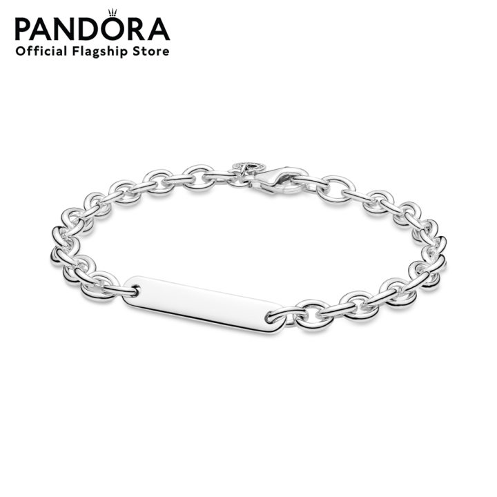 Pandora Silver Sterling silver link bracelet with engravable bar ...