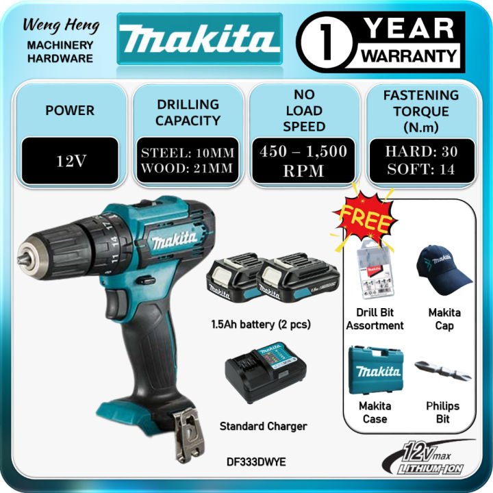 MAKITA DF333DZ / DF333DWYE / DF333DWAE 12Vmax Cordless Drill Power ...
