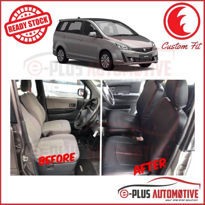 Proton Exora 2009-2021 Car Seat Cover PVC Leather Cushion Cover Black ...