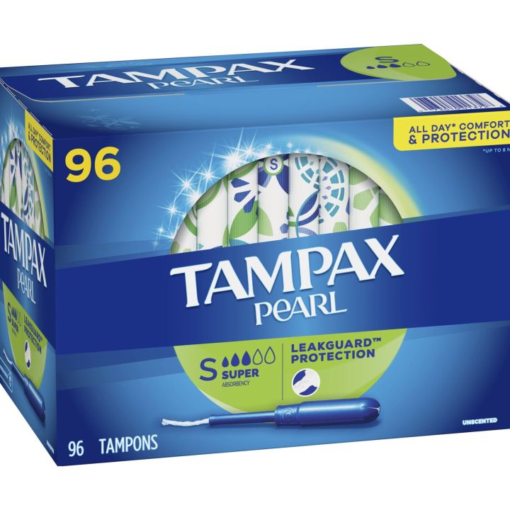 Tampax Pearl Tampons Super Absorbency with BPA-Free Plastic Applicator ...