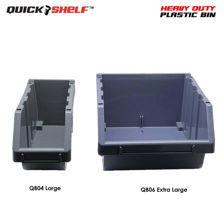 Stackable Bin Boxes Heavy Duty Grey Storage for Supplies & Tools BIG ...