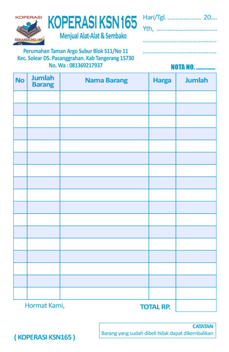 NOTA CUSTOM 1 RANGKAP 1/4 FOLIO / NOTA OLSHOP NAMA SENDIRI 1 PLY (MIN 4 ...