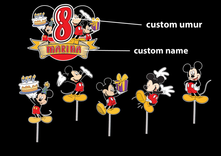 MICKY MOUSE CAKE TOPPER (LAMINATE) (CUSTOM NAME & AGE) | Lazada