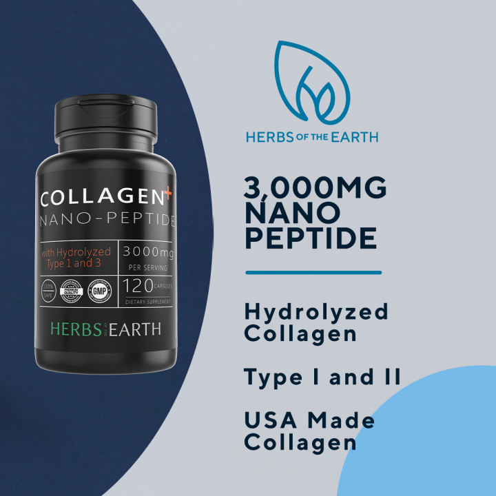 Collagen Nano Peptides Hydrolyzed Types 1 and 3 - 3,000 MG NON-GMO Nano ...