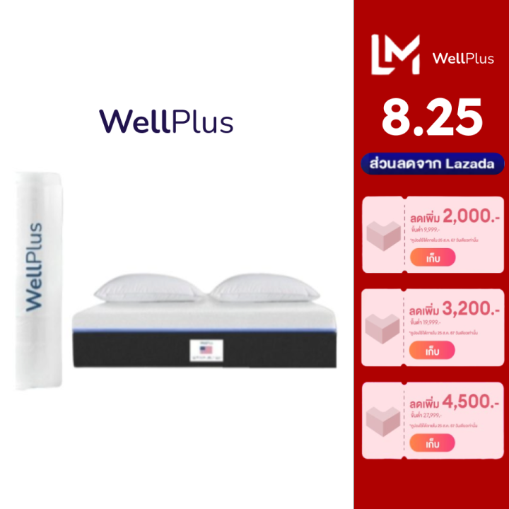 WellPlus [อัดสุญญากาศ] ที่นอนเมมโมรี่โฟม Cool Gel เสริมยางพาราแท้ 100% ...