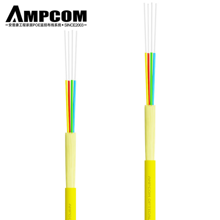 AMPCOM Indoor Single-Mode/OM3 4/12-Core Optical Fiber Cable, 9/125 ...