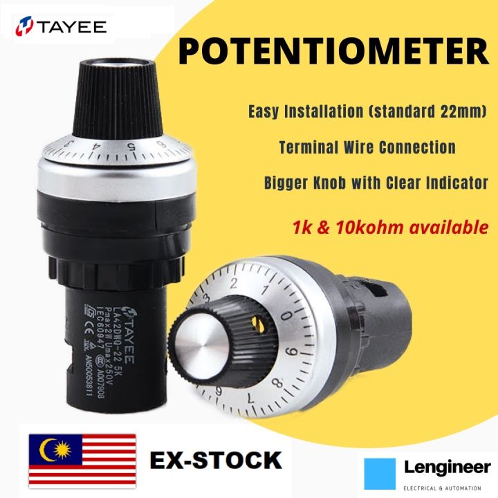 Potentiometer 1k & 10k ohm , terminal wiring (no soldering required ...