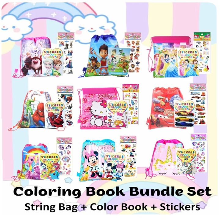 💖 WHOLESALE 💖 Sticker Coloring Book + DRAWSTRING BAG + STICKERS Bundle ...