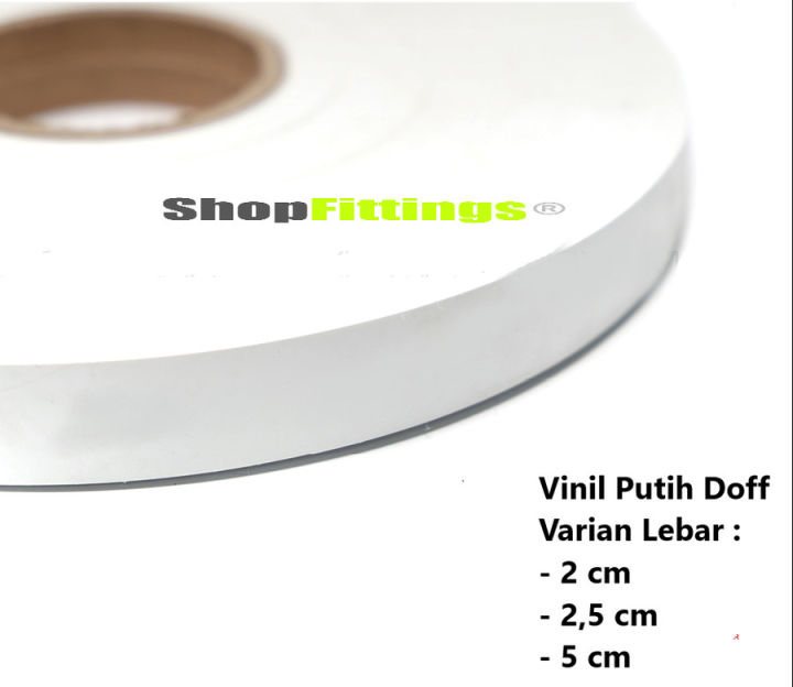 Vinyl Vinil Putih Doff Edging Putih Plimir PVC Tipis 20 25 50 mm Roll ...