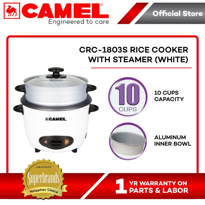 Camel CRC-1803S Rice Cooker with Steamer (10 cups / 1.8L) (White ...