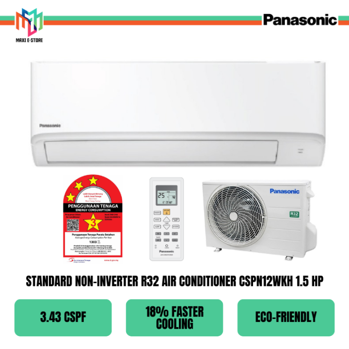 Panasonic CS-PN12WKH Standard Non-Inverter R32 Air Conditioner Aircond ...