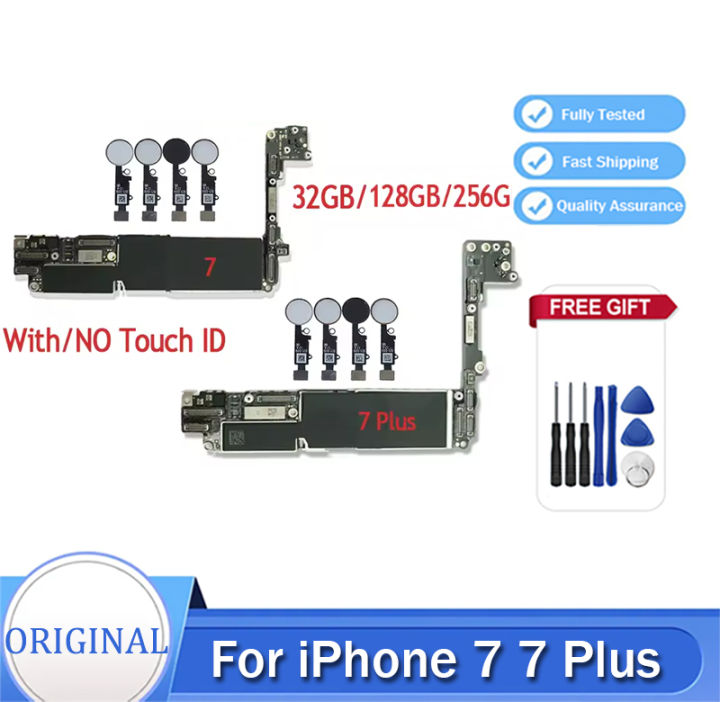 100% Original Unlocked For iPhone 7 Plus Motherboard With Touch ID Mainboard With Chips 32GB ...