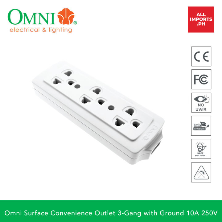 Omni Surface Convenience Outlet 3-Gang with Ground 10A 250V | Lazada PH