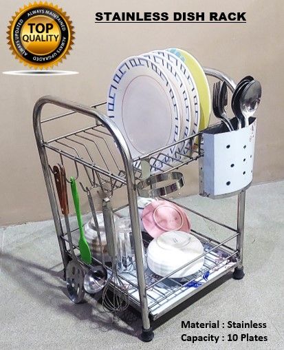 Heavy Duty Dish Drainer Dish Rack Organizer 10 Plates - 2 Layers ...