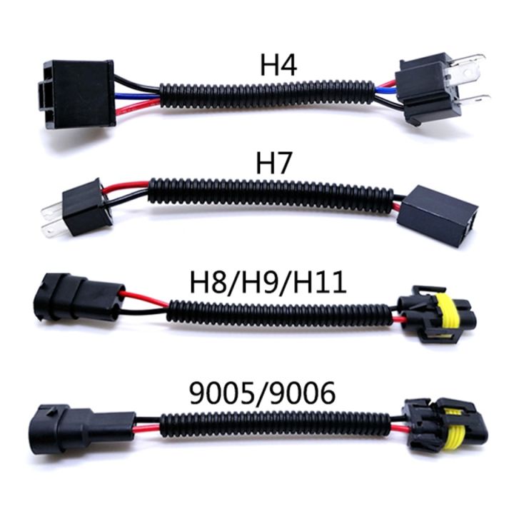 2X H4 H7 H11 9005/9006 Wi Harness Conector Adapter Male Female Bulb ...
