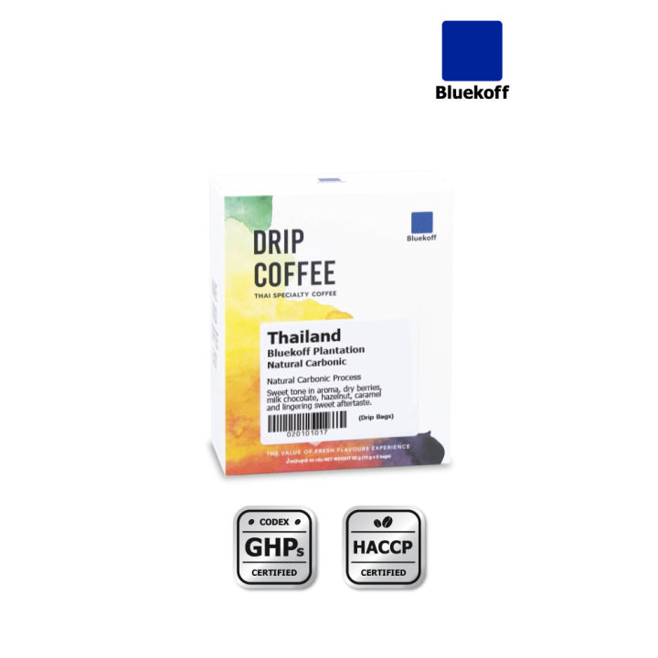 Bluekoff กาแฟดริป ( 1 กล่อง มี 5 ซอง) Thailand Bluekoff Plantation: Natural Carbonic Drip Bag ...