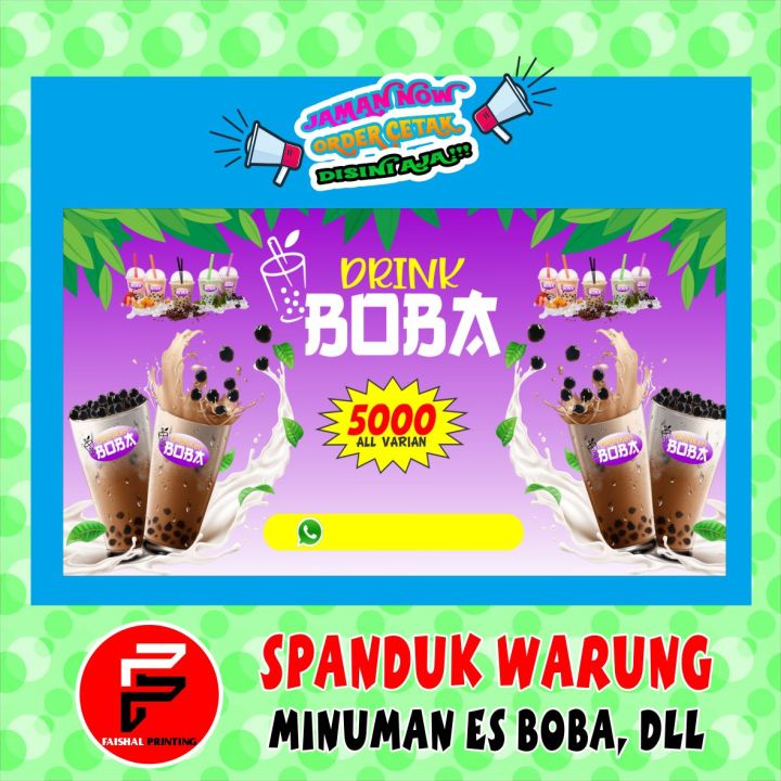 Spanduk Minuman Es Boba/ Banner Es Boba/ Spanduk Custom Ukuran 1.5 x 0. ...