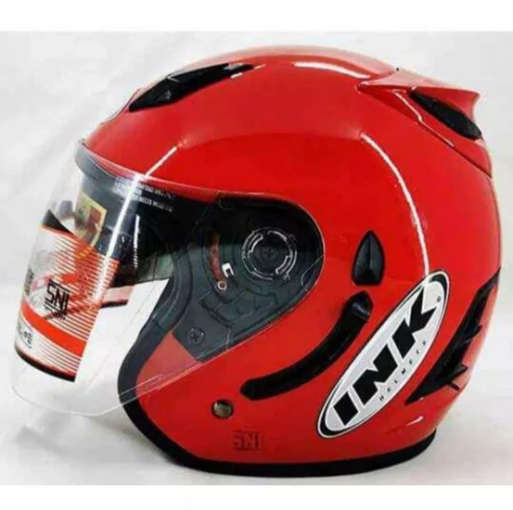 Helm Centro Double Visor Best INK Original nya Merk ARL Merah Cabai ...