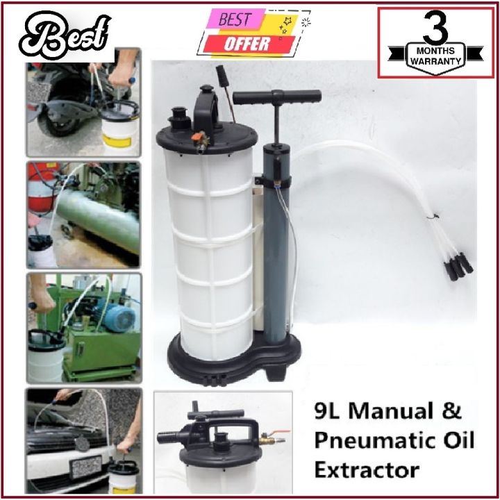 BEST 2in1 - Manual & Pneumatic 9L Vacuum Fluid Engine Oil Fluid Extractor Transfer Pump Car ...