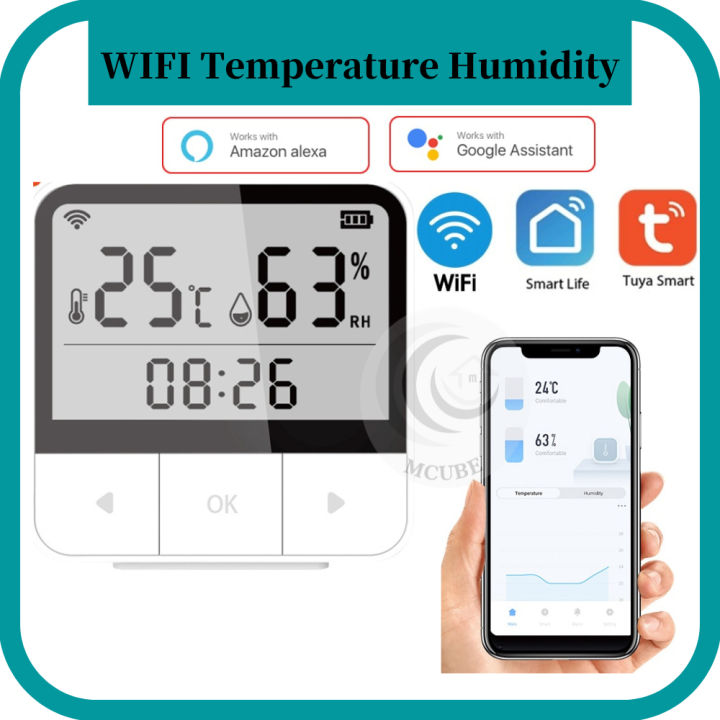 Tuya WIFI Temperature And Humidity Sensor With LCD Display | Lazada